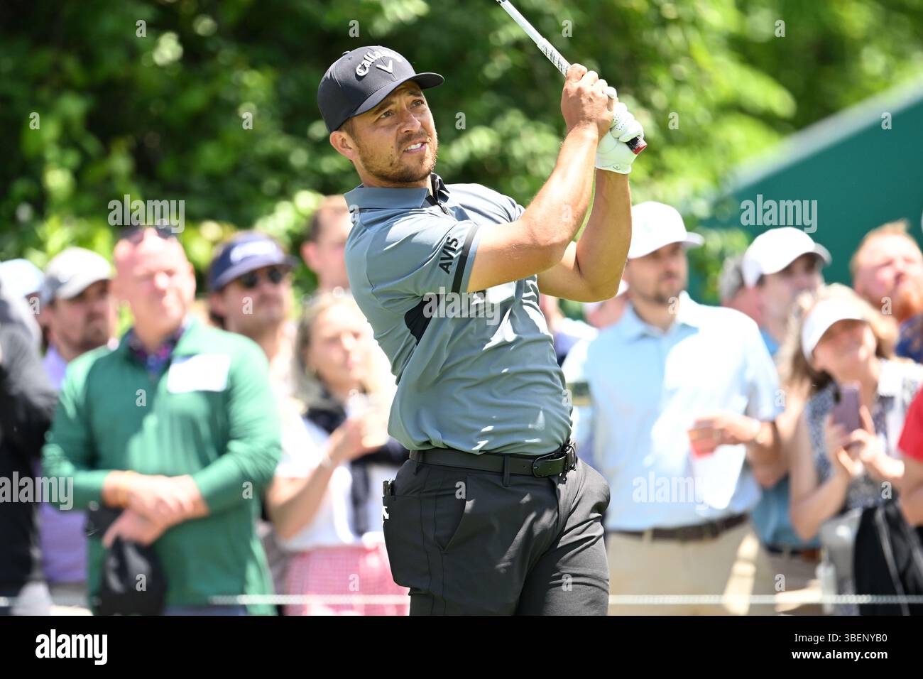 Dublin, Ohio, USA. 29th May, 2025. Xander Schauffele (USA) drives on ...