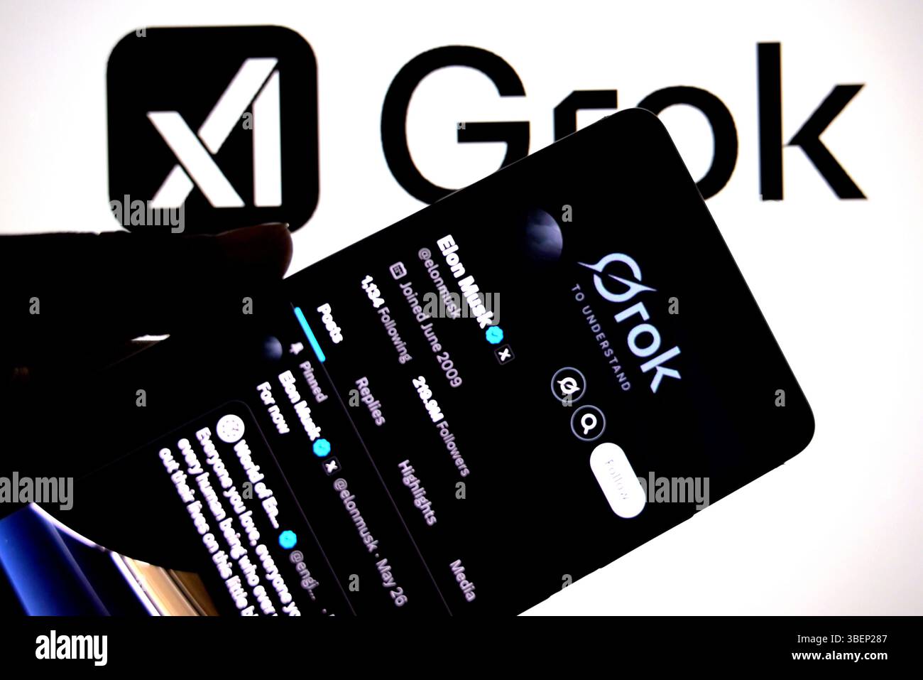 In this photo illustration, an Elon Mask X Profile is seen displayed on ...