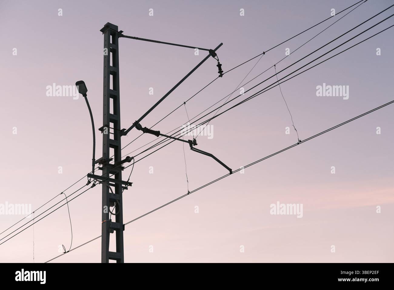 Overhead line equipment (OLE) used for railway electrification with ...