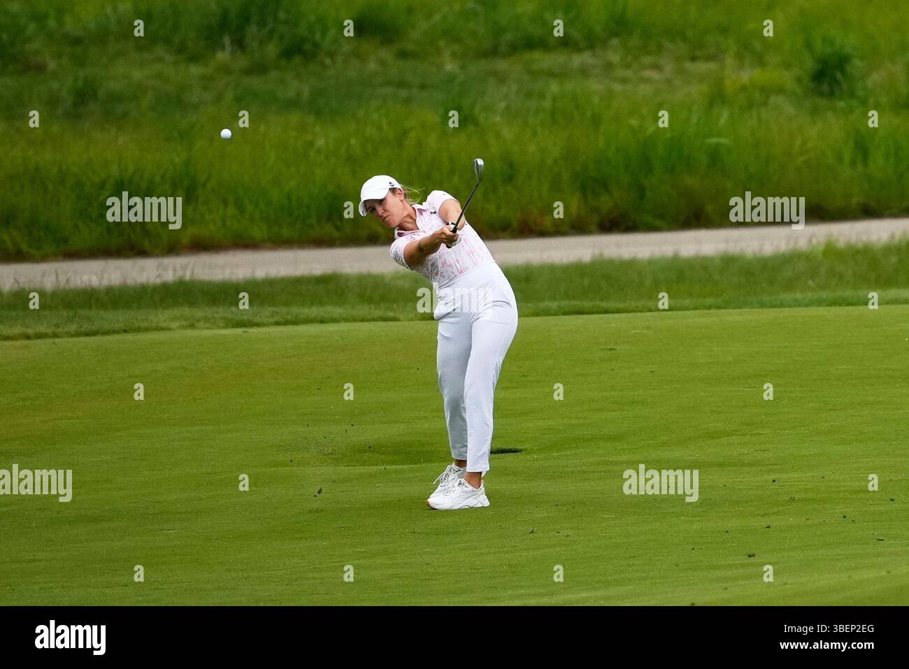 Chiara Tamburlini, of Switzerland, hits from the 15th fairway during ...