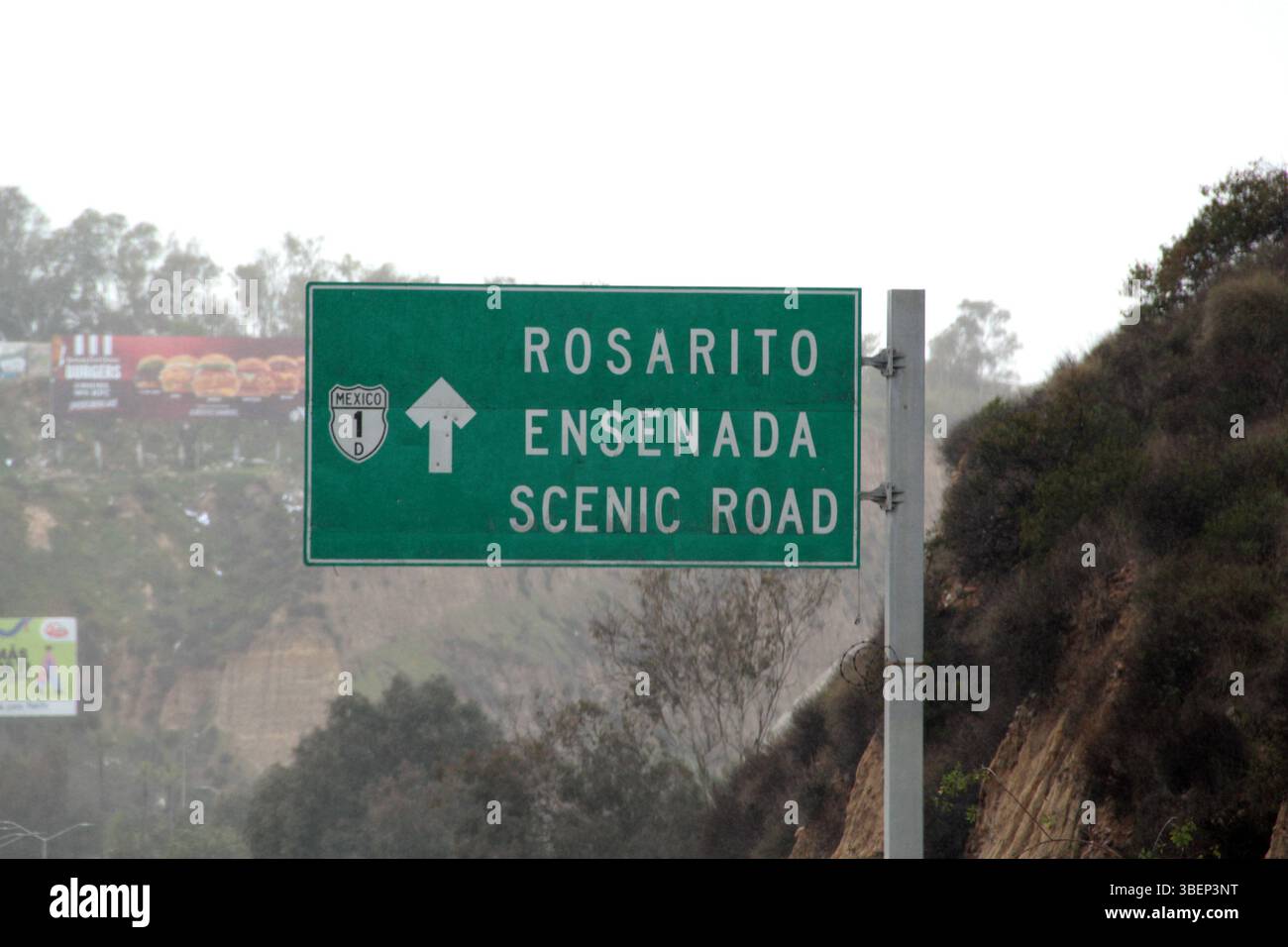 Ensenada, Baja California, Mexico - Mar 14 2025: Road signs on the ...