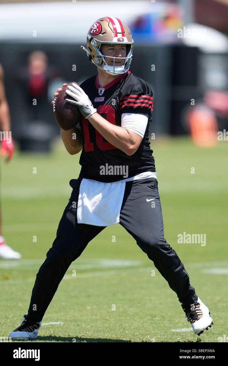 San Francisco 49ers quarterback Mac Jones (10) passes during NFL ...
