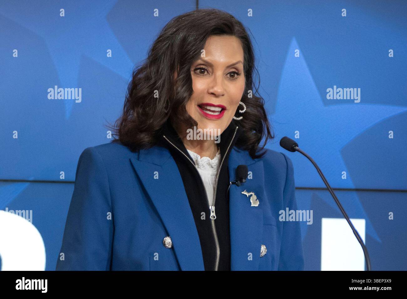 FILE - Michigan Gov. Gretchen Whitmer gives a policy speech at an event ...