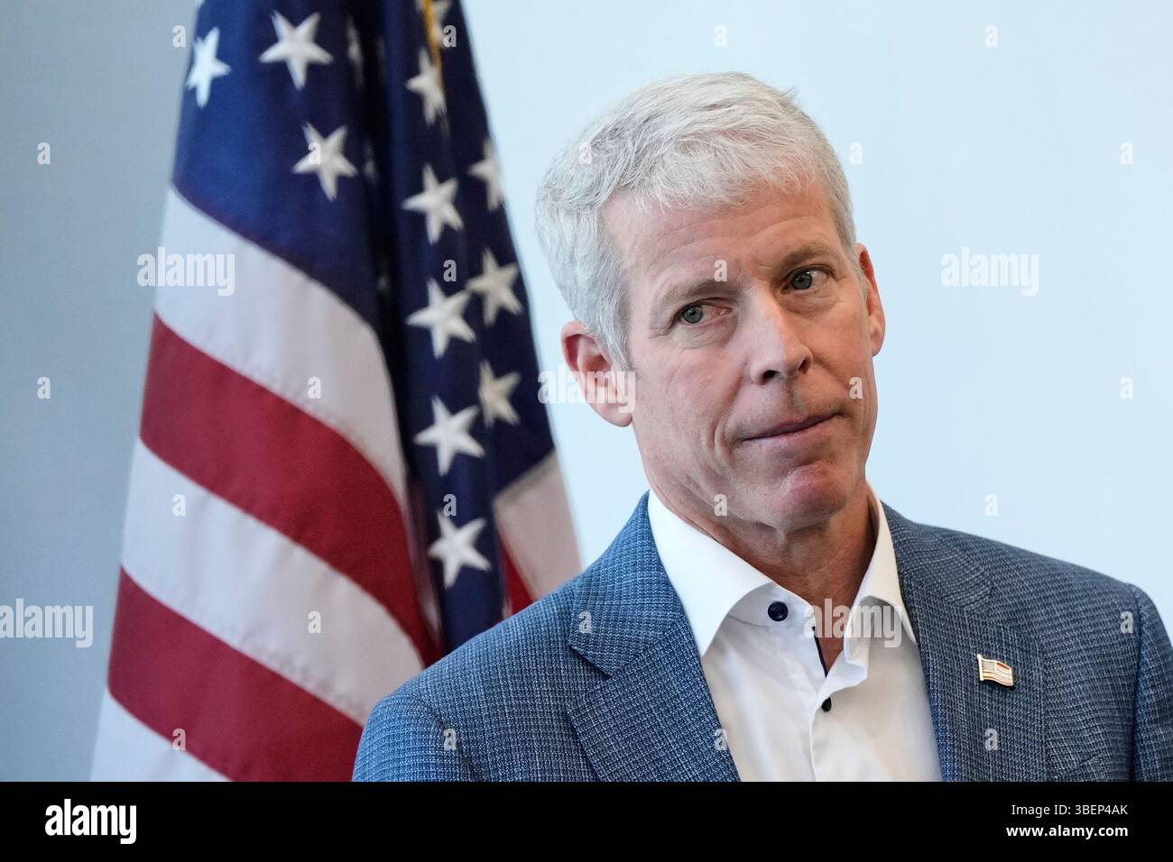 U.S. Secretary of Energy Chris Wright listens during a press conference ...