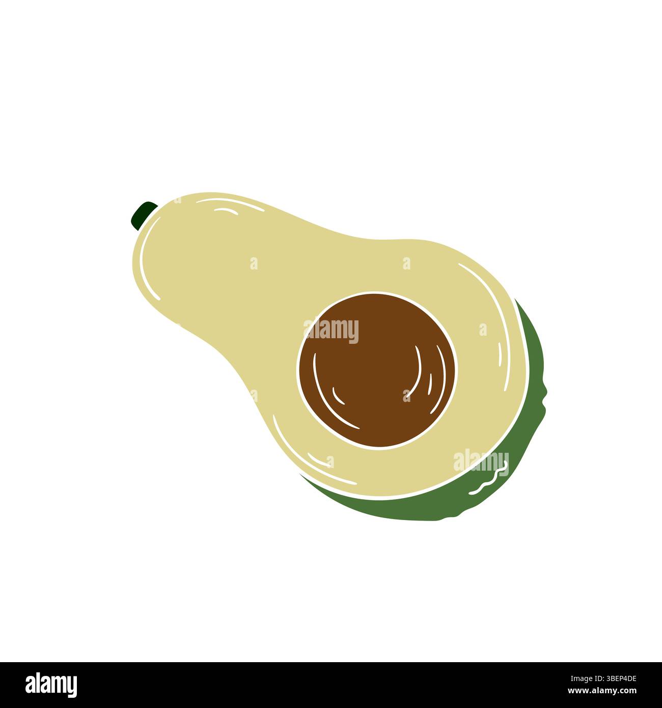 Cute fruit illustration in hand draw style. Avocado on white background ...