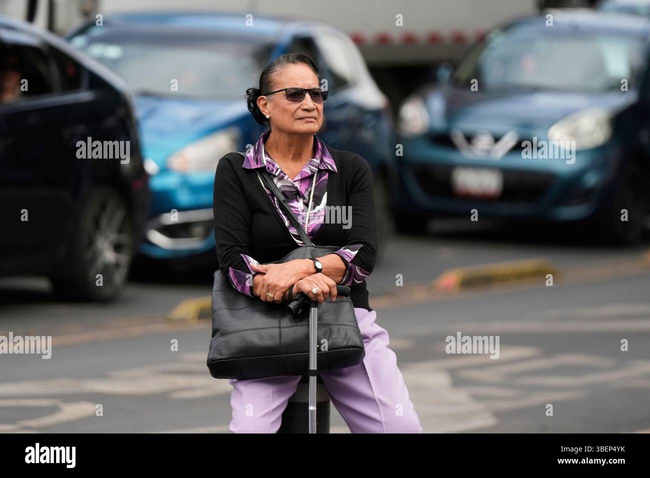 Socorro Rivera sits at a square where Lenia Batres, who is running for ...