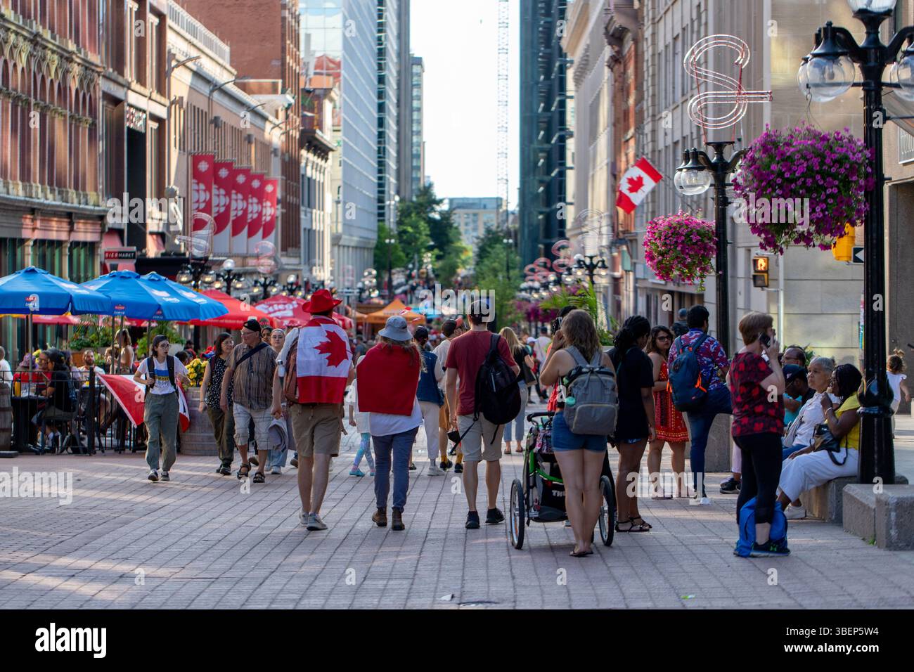 Canada, Ottawa - July 1, 2024: People walking on Sparks street in ...