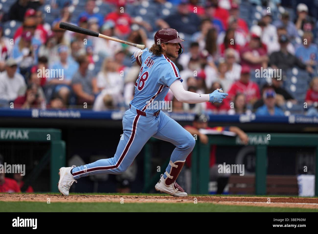 Philadelphia Phillies' Alec Bohm plays during the first baseball game ...