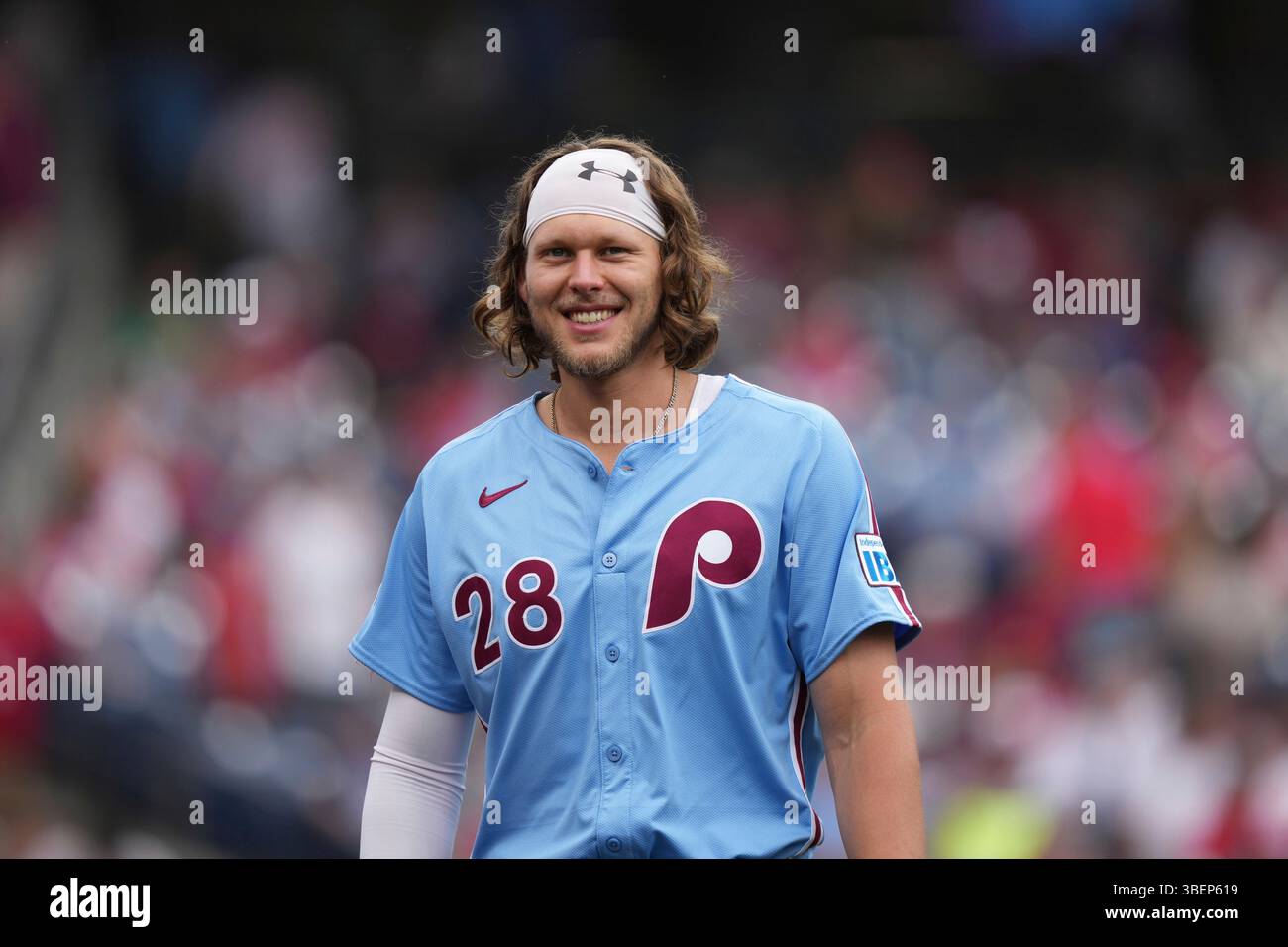 Philadelphia Phillies' Alec Bohm plays during the first baseball game ...