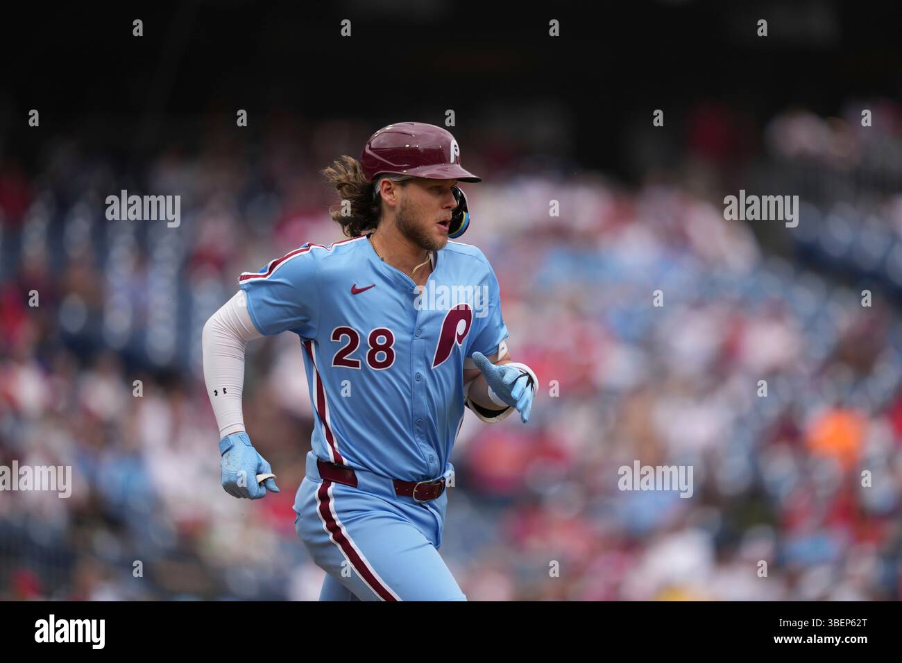 Philadelphia Phillies' Alec Bohm plays during the first baseball game ...