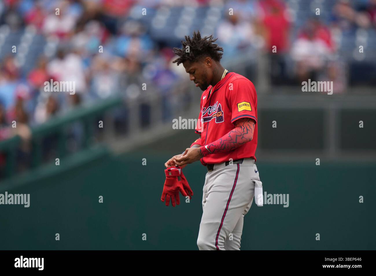 Atlanta Braves' Ronald Acuña Jr. plays during the first baseball game ...