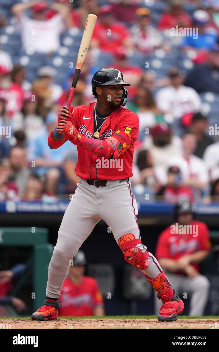 Atlanta Braves' Ronald Acuña Jr. plays during the first baseball game ...