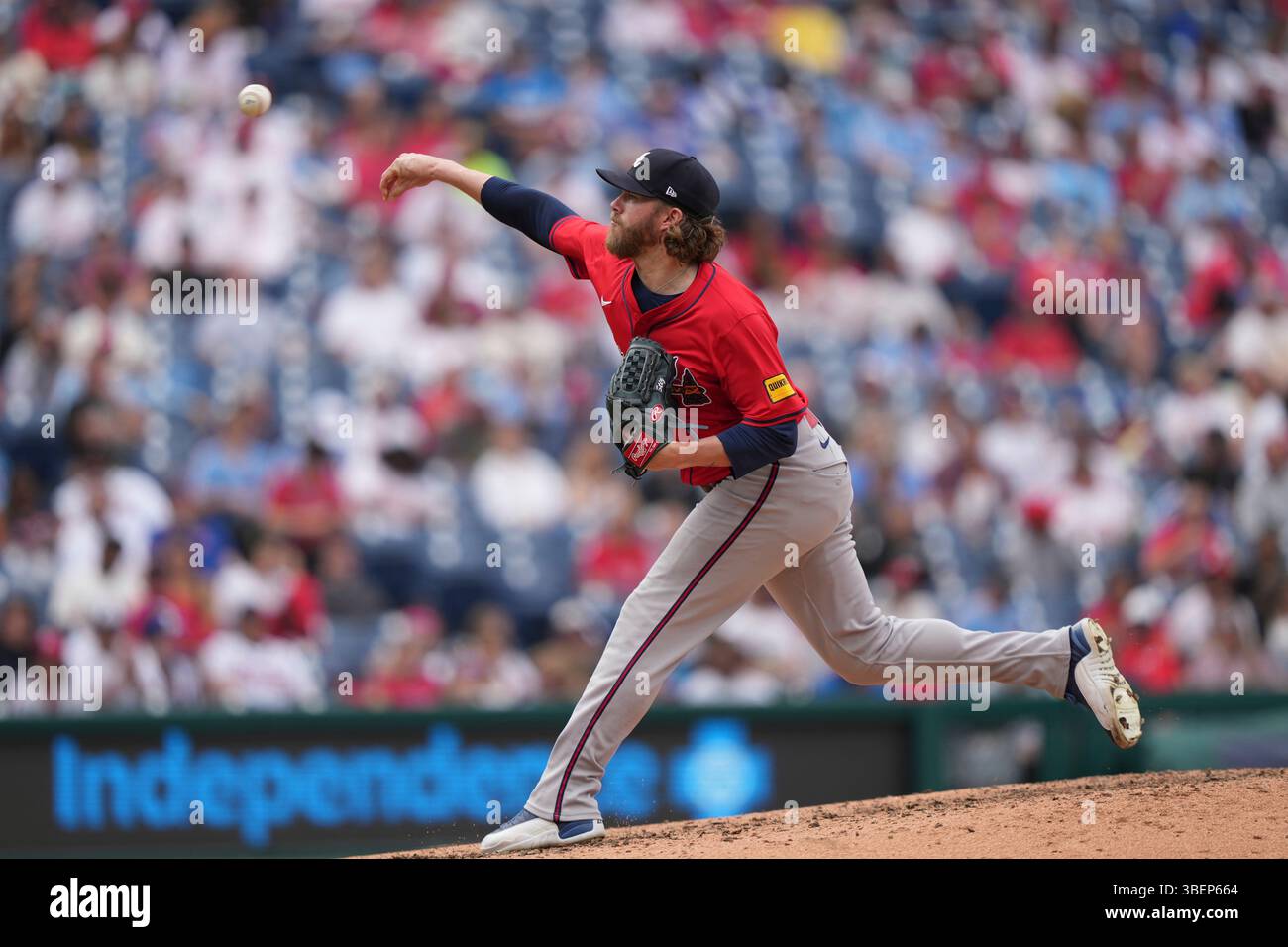 Atlanta Braves' Pierce Johnson plays during the first baseball game of ...