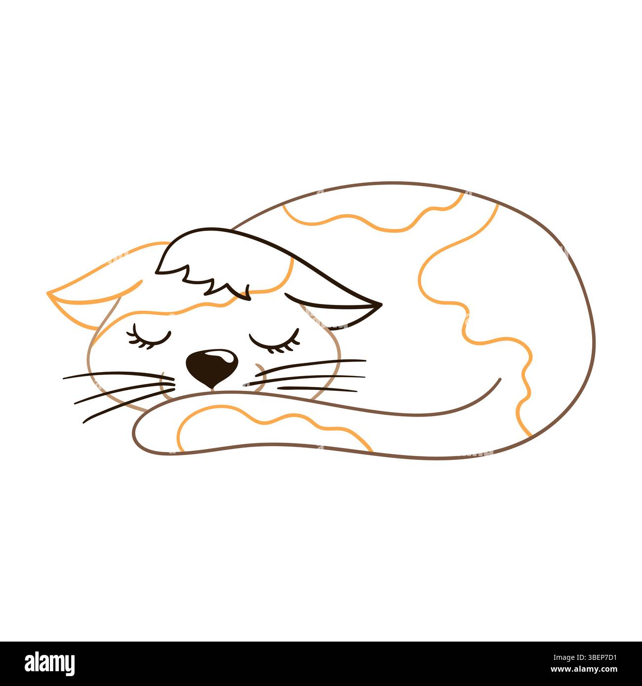 Cute animal illustration in hand draw style. Cat icon on white ...