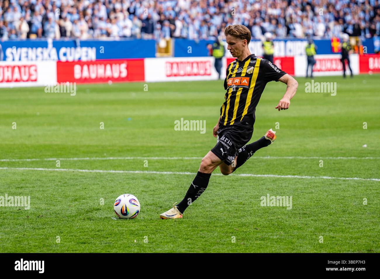 Malmoe, Sweden. 29th, May 2025. Samuel Holm (15) of BK Hacken executes ...