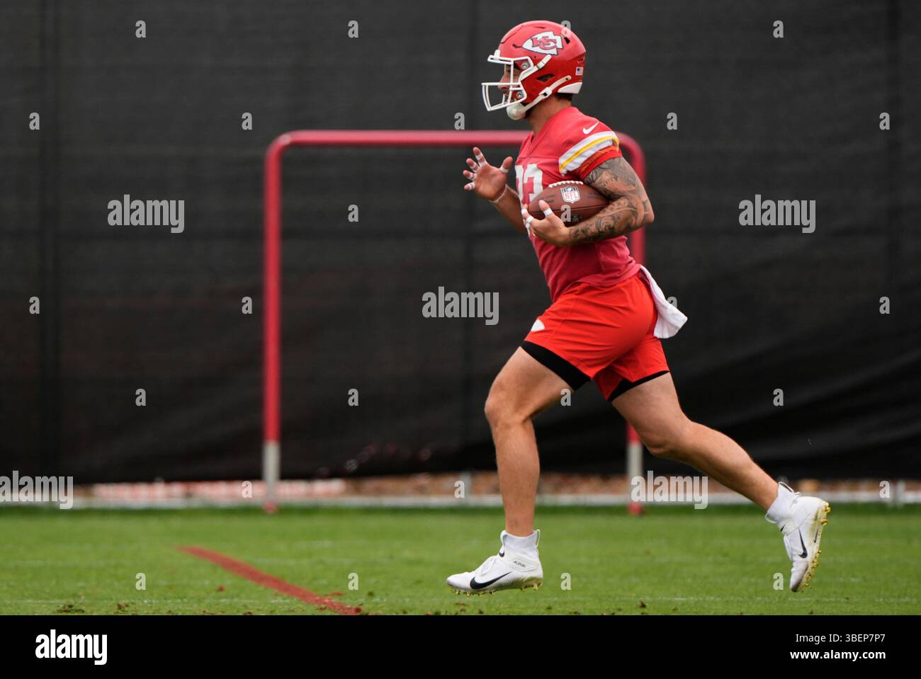 Kansas City Chiefs tight end Noah Gray participates in a drill during ...