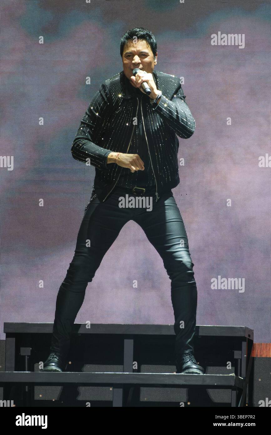The singer Chayanne performs during his concert at the Movistar Arena ...