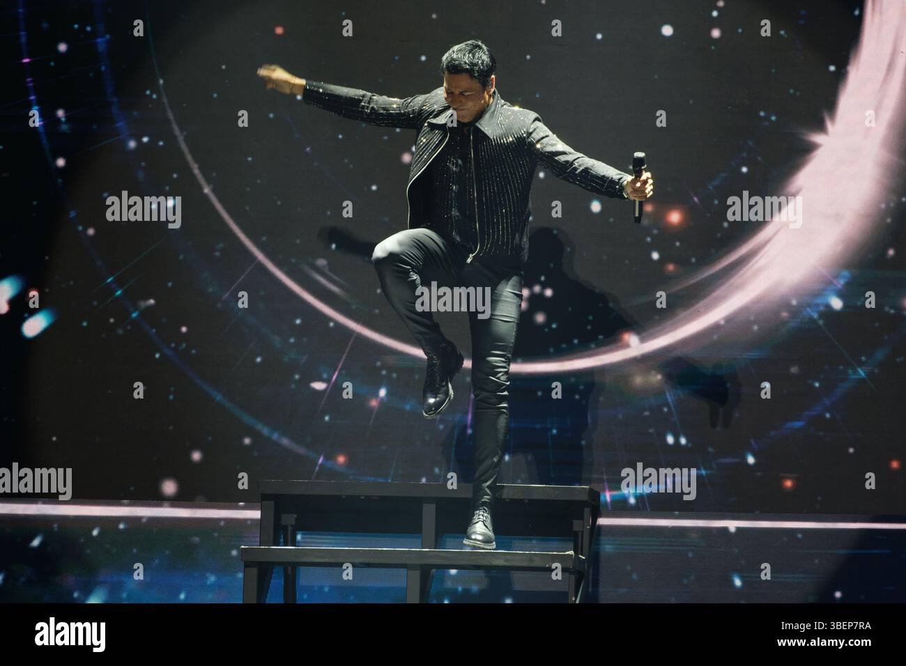 The singer Chayanne performs during his concert at the Movistar Arena ...