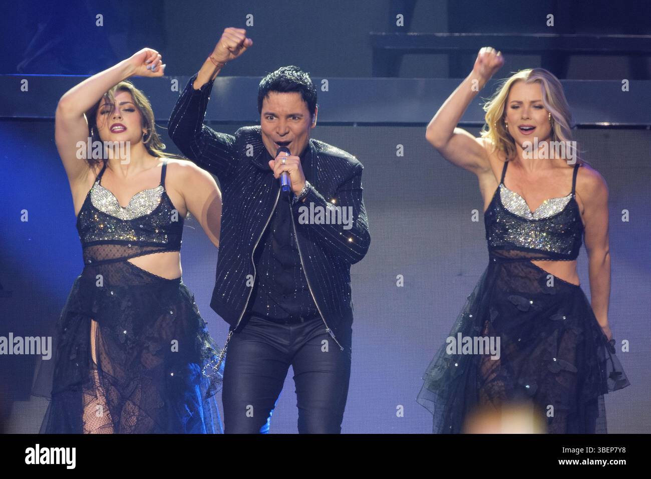 The singer Chayanne performs during his concert at the Movistar Arena ...