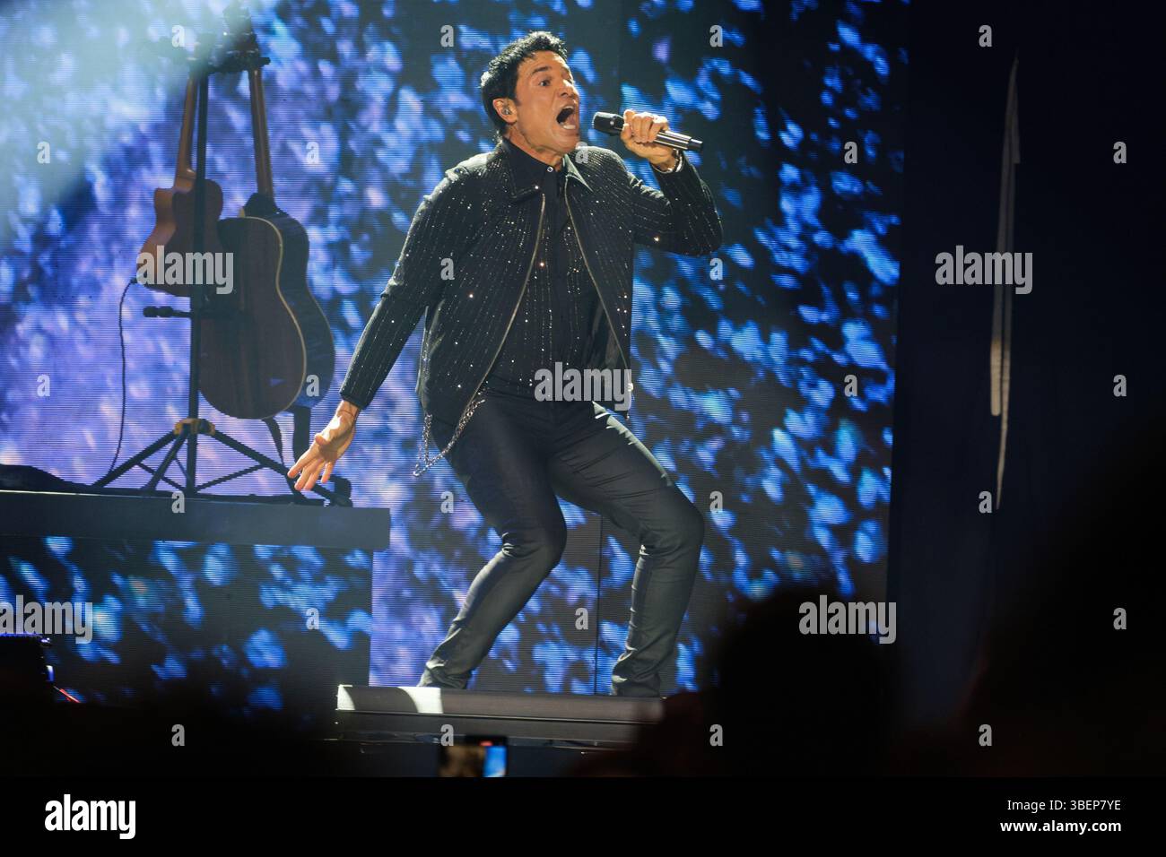 The singer Chayanne performs during his concert at the Movistar Arena ...