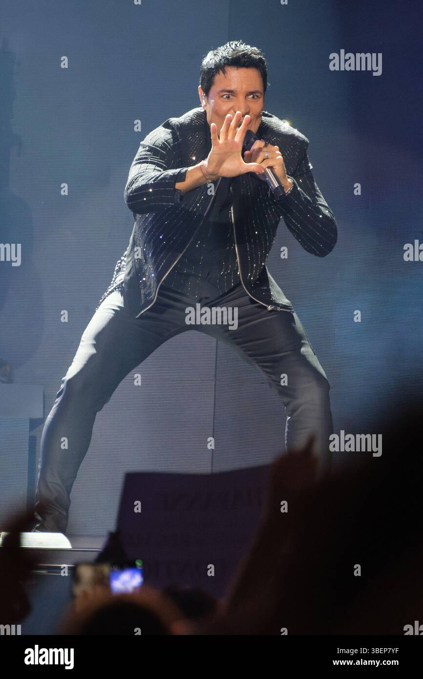 The singer Chayanne performs during his concert at the Movistar Arena ...