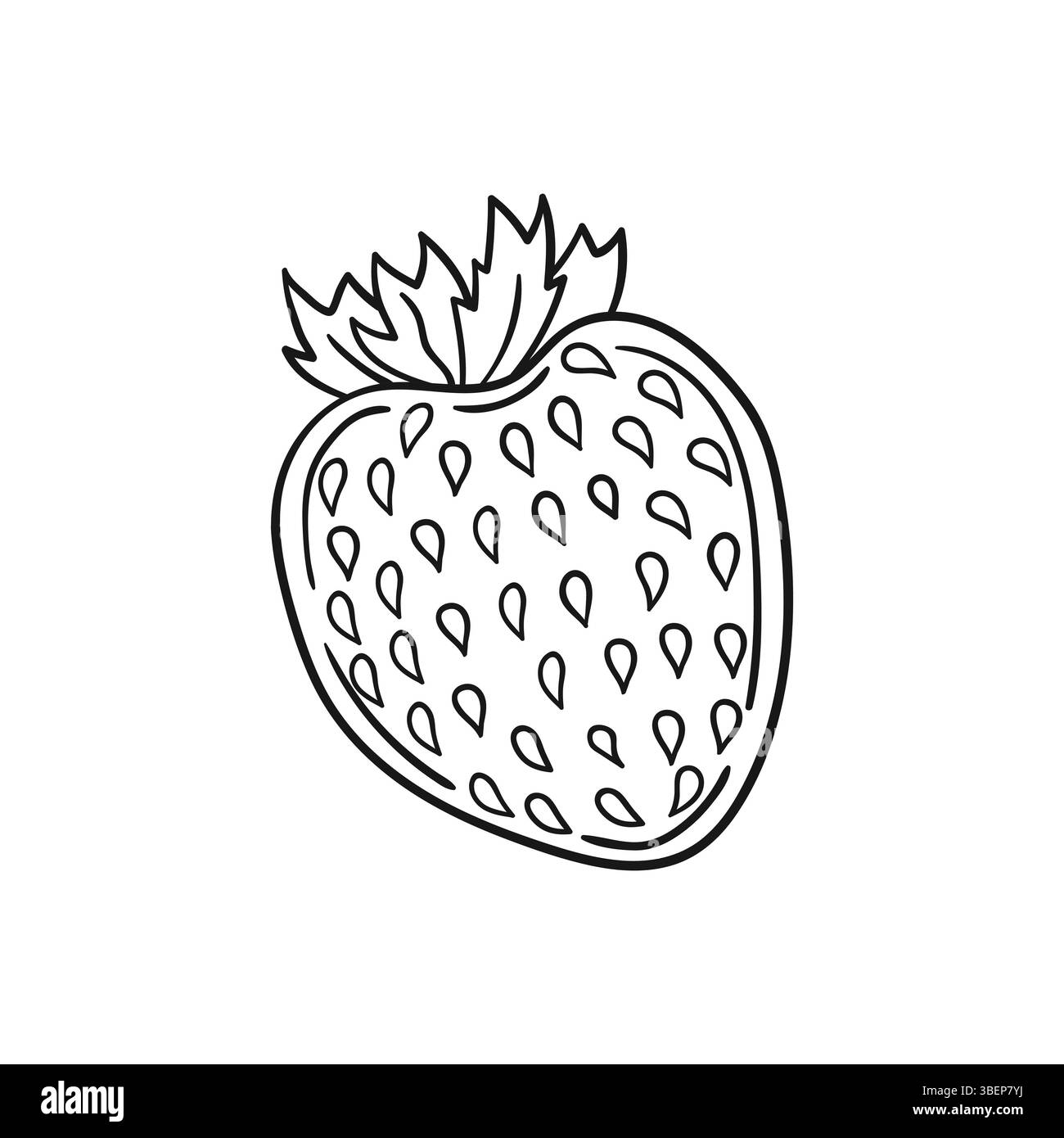 Cute berry illustration in hand draw style. Monochrome. Strawberry icon ...