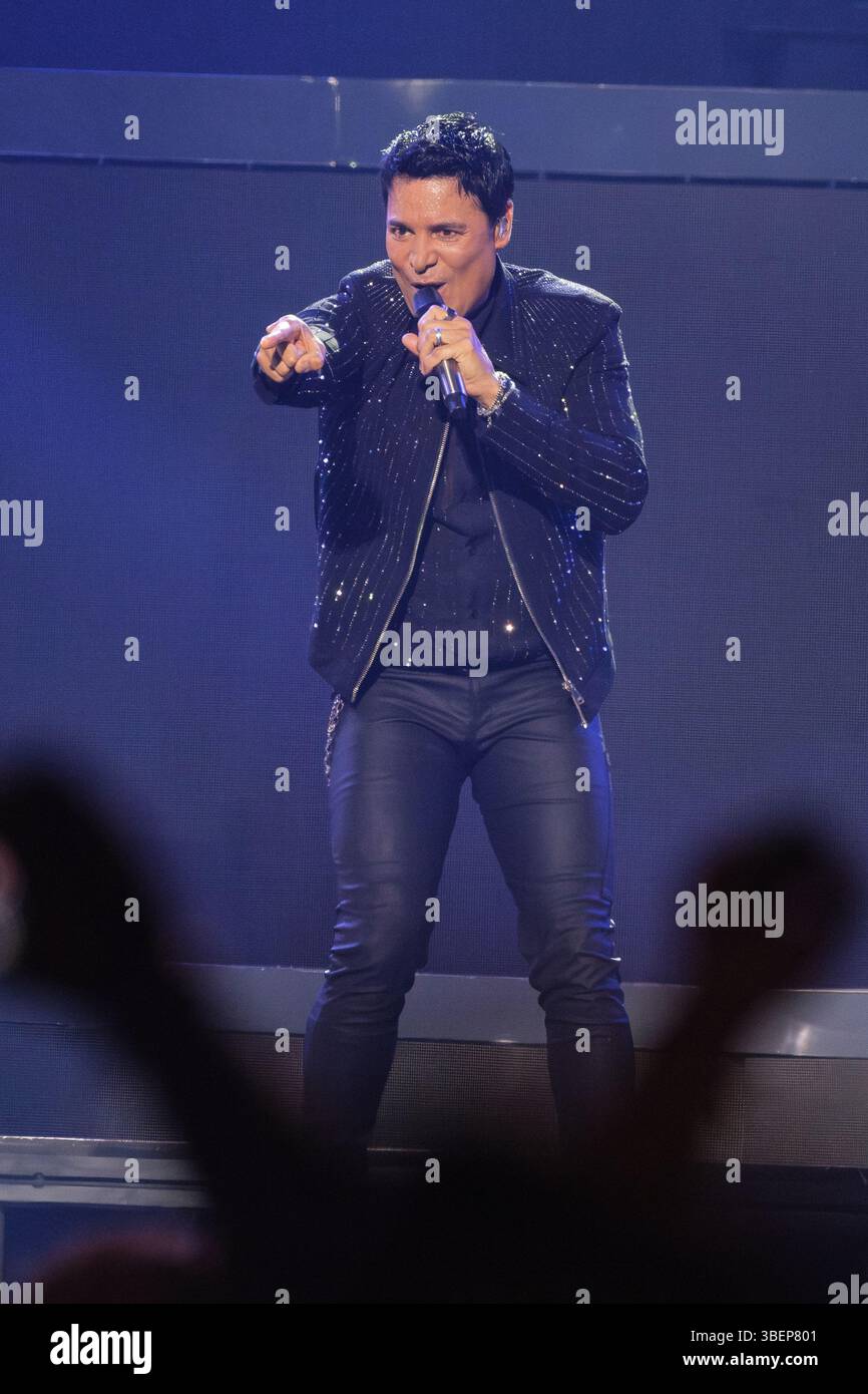 The singer Chayanne performs during his concert at the Movistar Arena ...