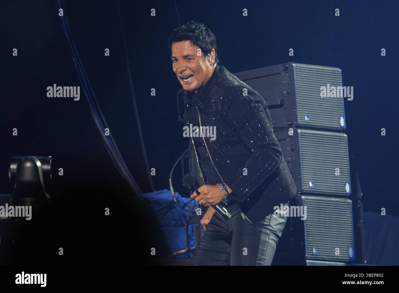 The singer Chayanne performs during his concert at the Movistar Arena ...