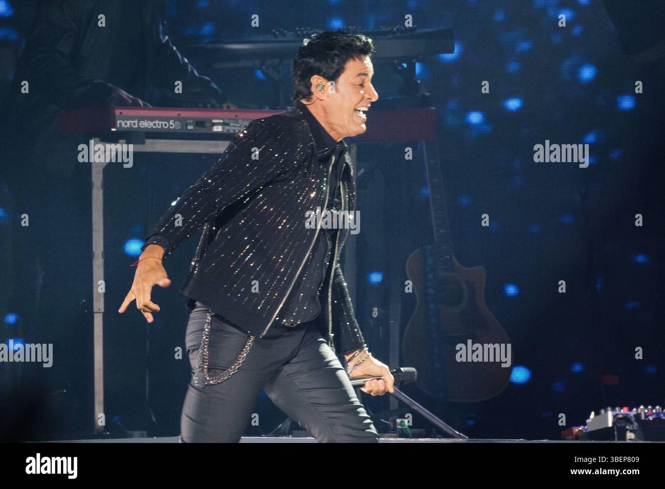 The singer Chayanne performs during his concert at the Movistar Arena ...