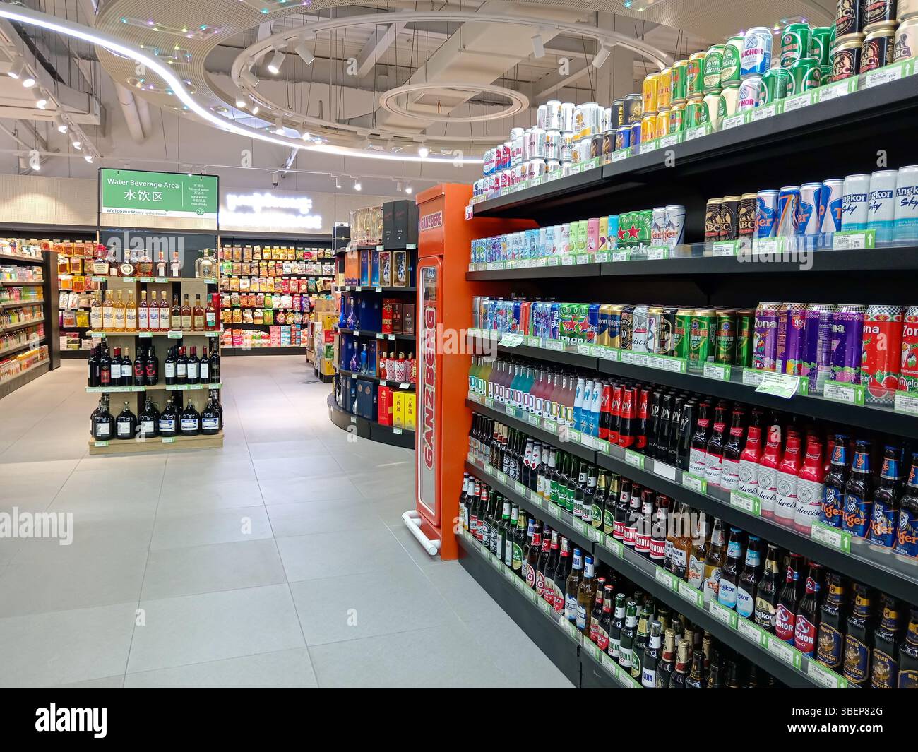 Phnom Penh, Cambodia - February 19, 2025: Interior view of Wisely Supermarket grocery store in ...