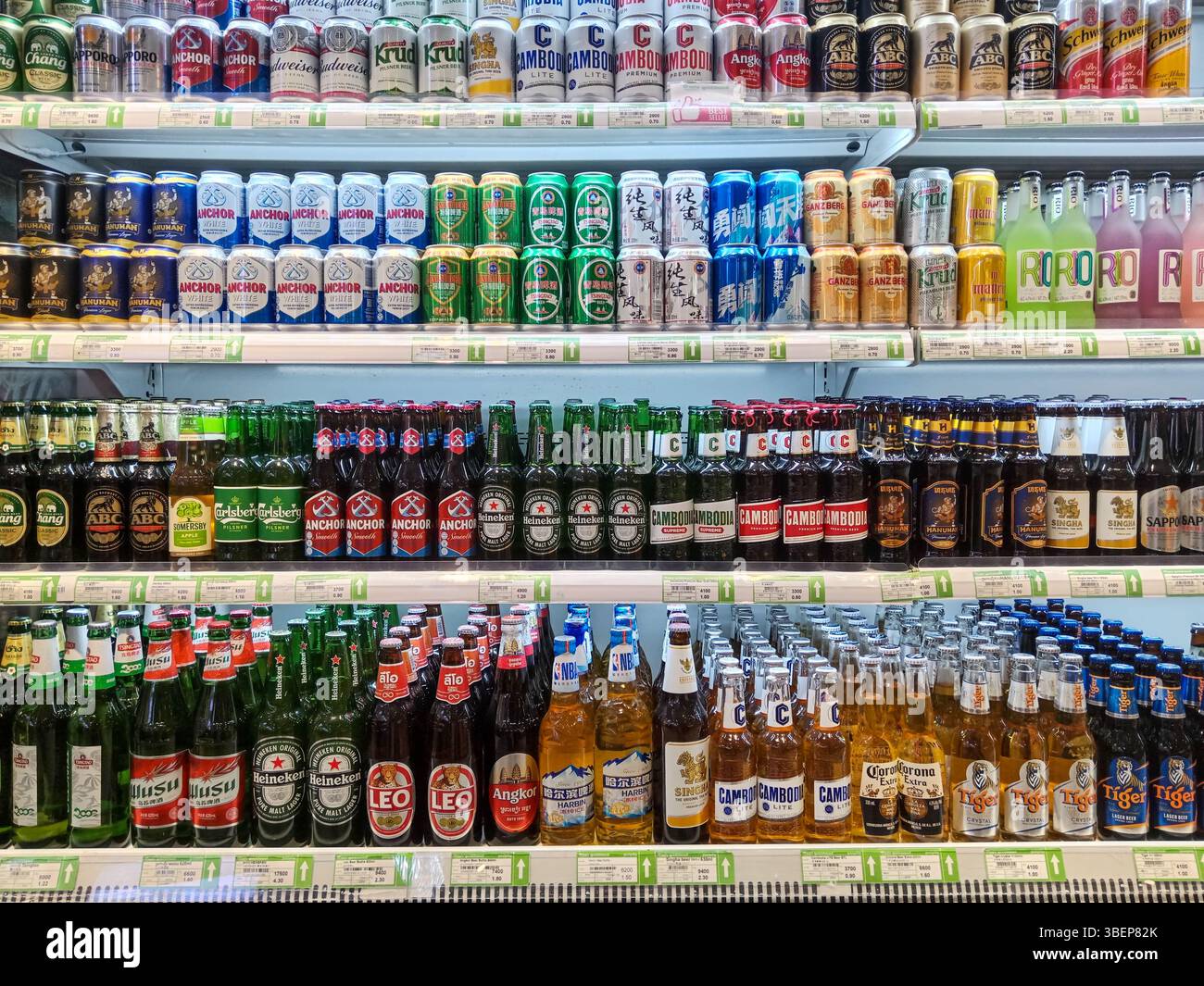 Phnom Penh, Cambodia - February 19, 2025: Interior view of Wisely Supermarket grocery store in ...