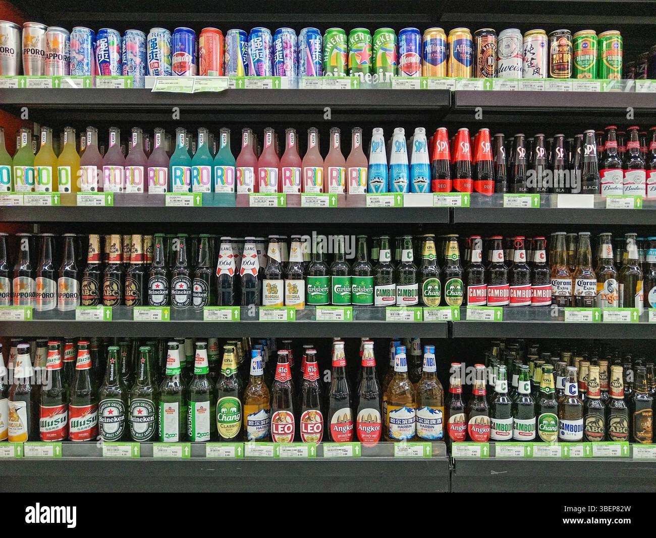 Phnom Penh, Cambodia - February 19, 2025: Interior view of Wisely Supermarket grocery store in ...