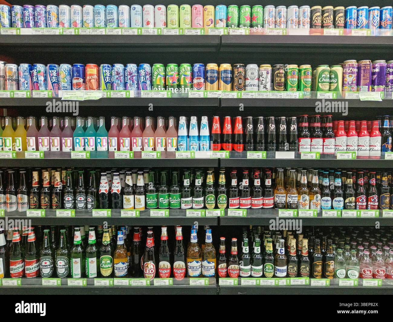 Phnom Penh, Cambodia - February 19, 2025: Interior view of Wisely Supermarket grocery store in ...