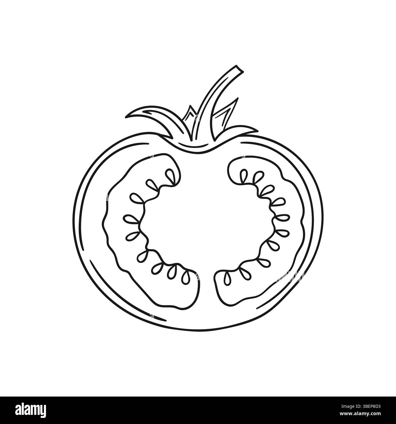 Cute vegetable illustration in hand draw style. Monochrome. Tomato icon ...