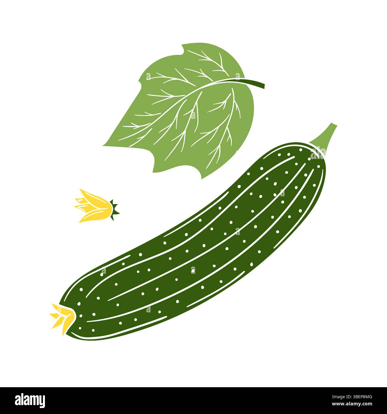 Cute vegetable illustration in hand draw style. Cucumber on white ...