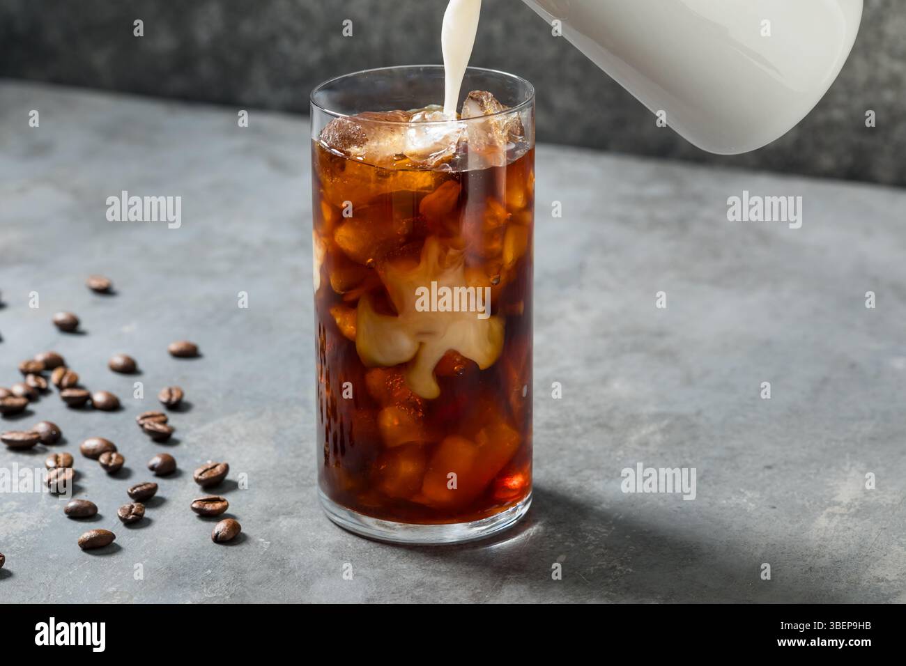 Homemade Cold Brew Iced Coffee with Oatmilk in a Glass Stock Photo - Alamy
