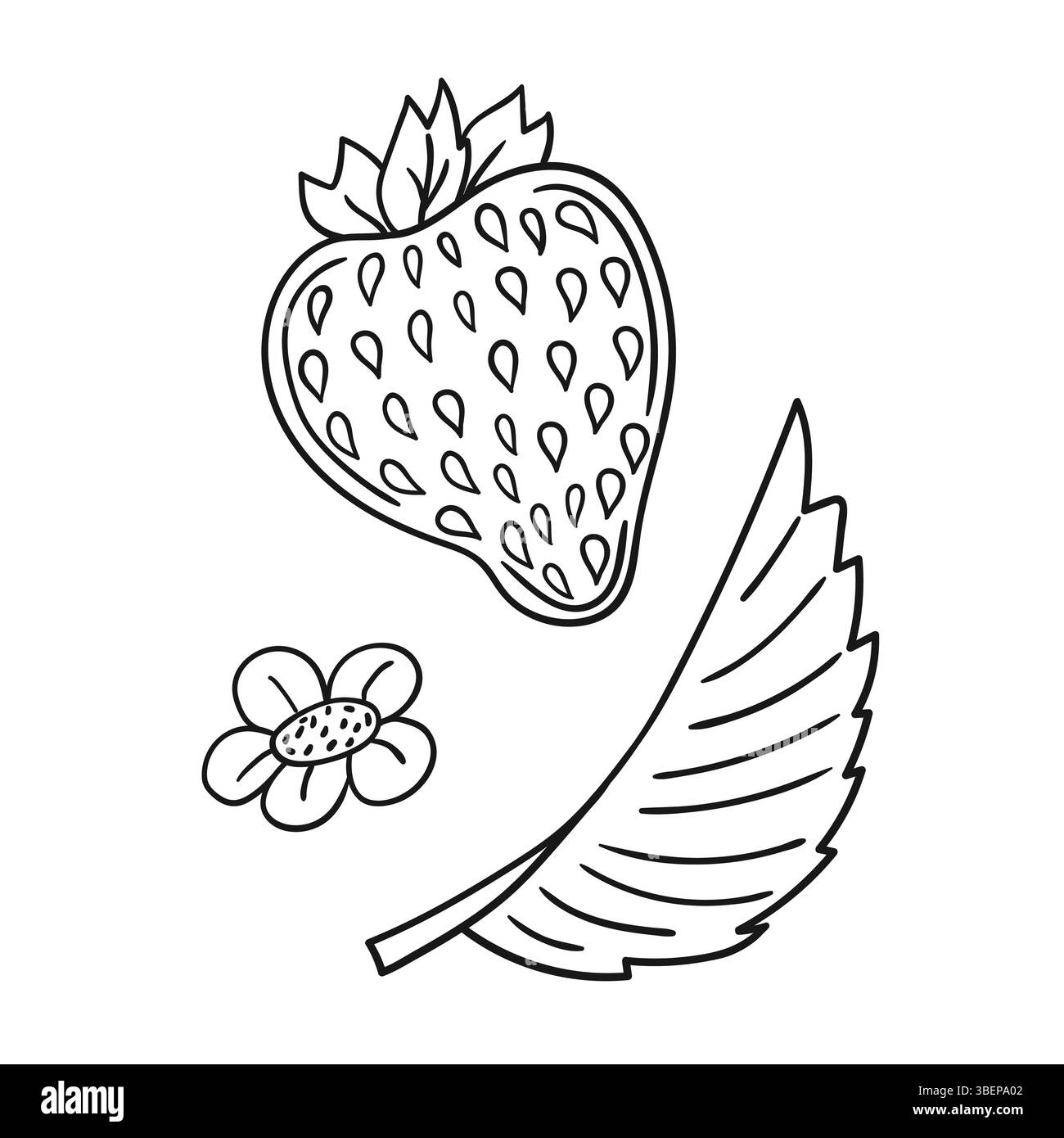 Cute berry illustration in hand draw style. Monochrome. Strawberry icon ...