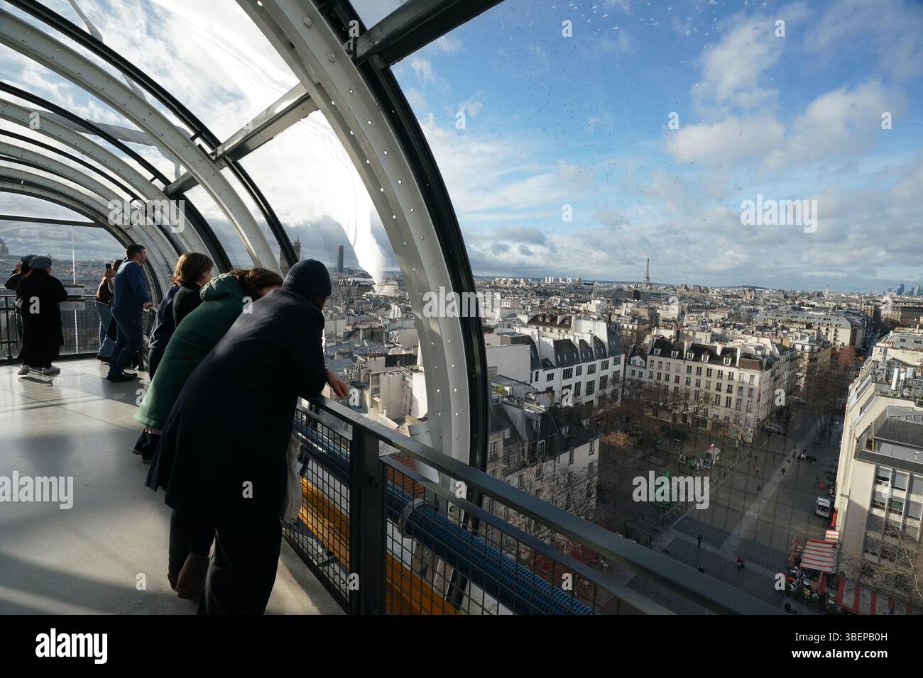 Aerial view of Paris from terrace at the Pompidou center in Paris ...