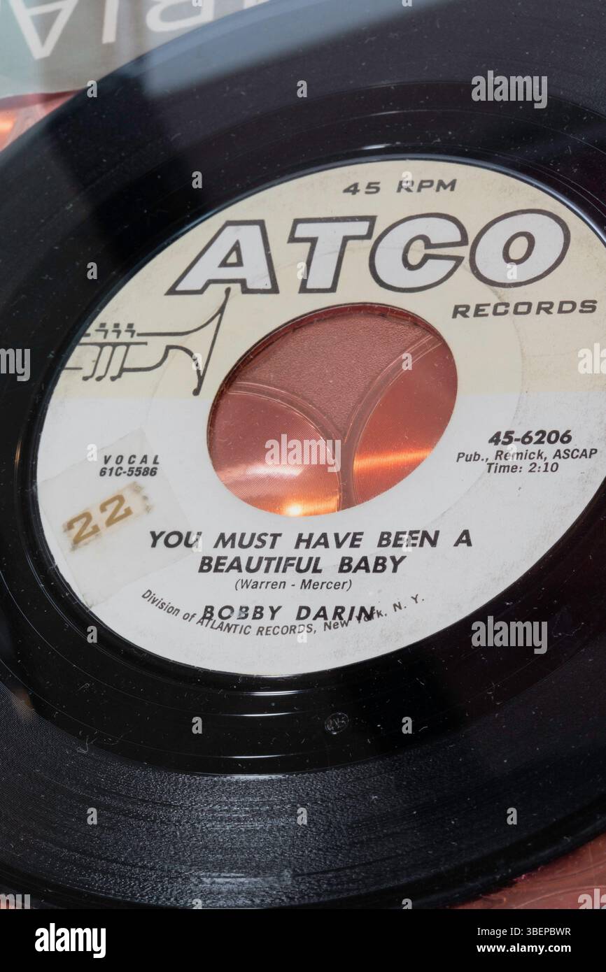Vintage 1961 vinyl 45 rpm record, USA Stock Photo - Alamy