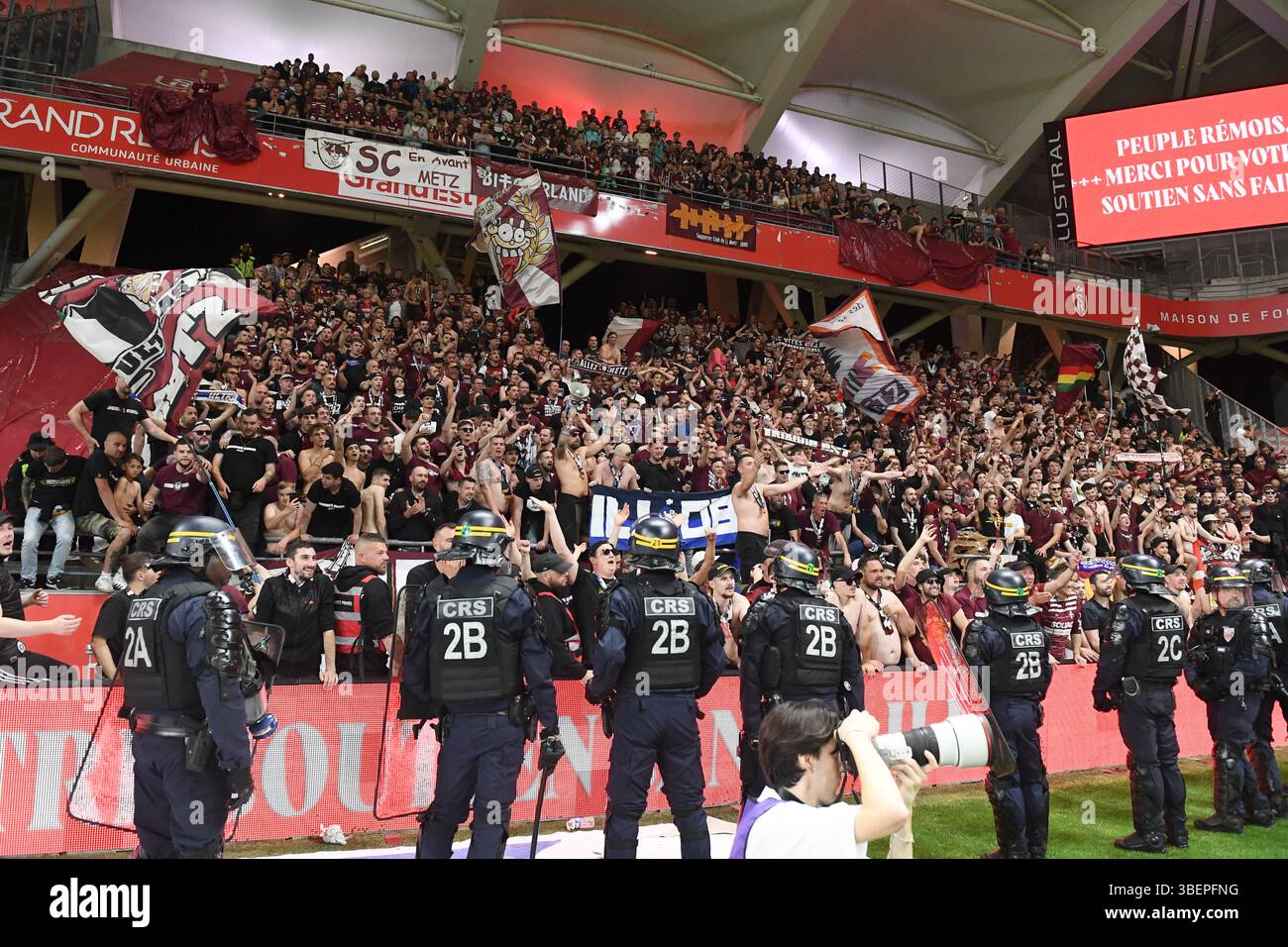 Illustration during the playoffs match between Reims and Metz at Stade ...