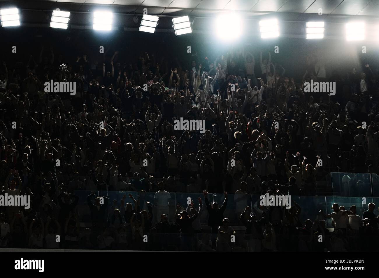 Fans do the wave during a second-round match between Britain's Jack ...