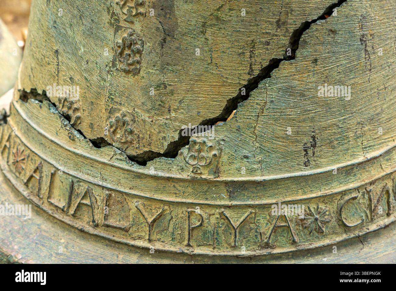 Broken bells at Tepoztlan Convent. Morelos, Mexico Stock Photo - Alamy