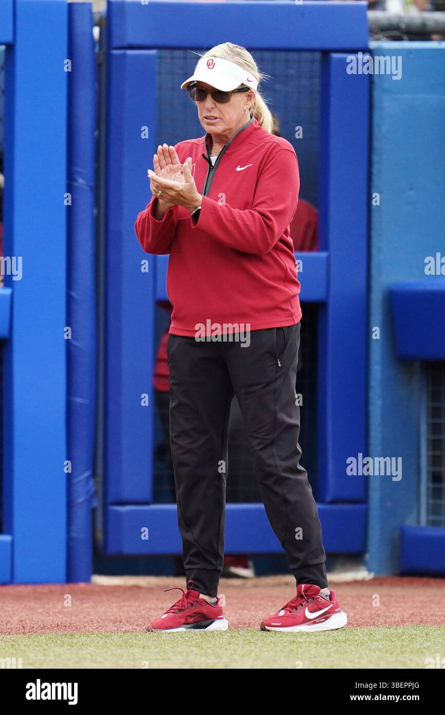 Oklahoma head coach Patty Gasso during an NCAA softball Women's College World Series game ...