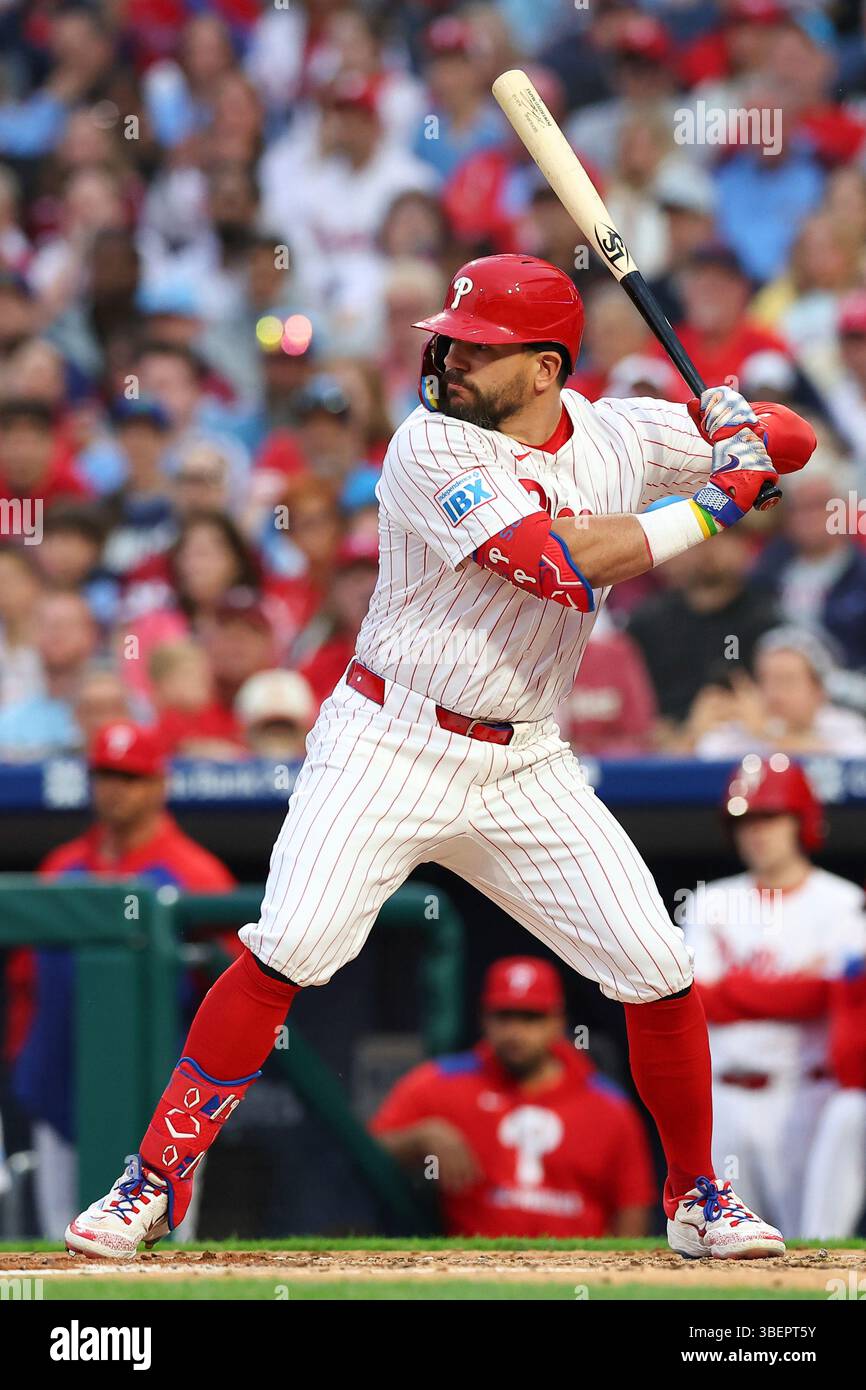 PHILADELPHIA, PA - MAY 27: Kyle Schwarber #12 of the Philadelphia Phillies at bat during the ...
