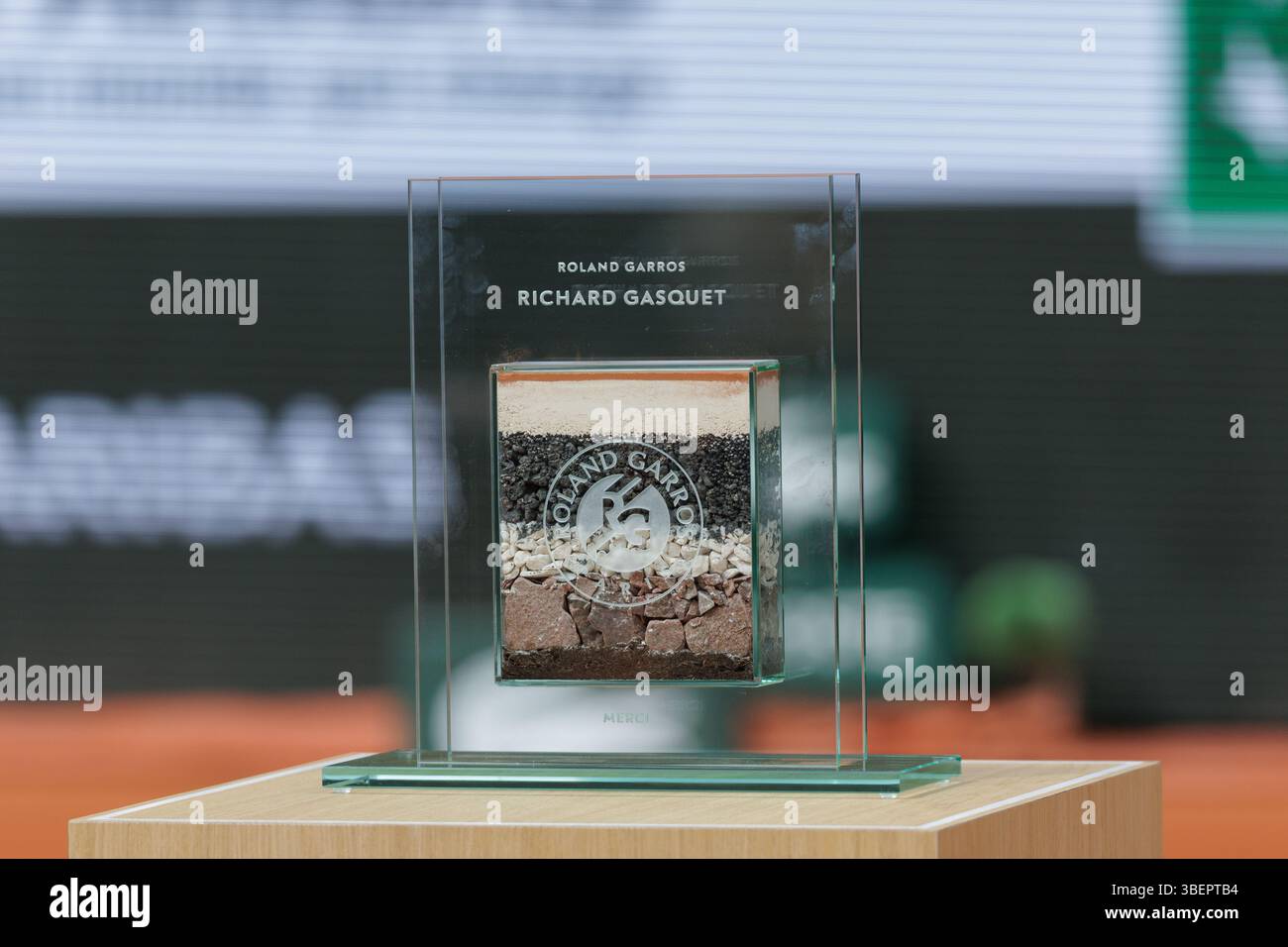 Detailed view of the trophy given to Richard Gasquet of France, after ...