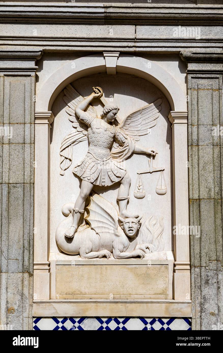 Marble high relief of Saint George and the Dragon in the cloister of ...