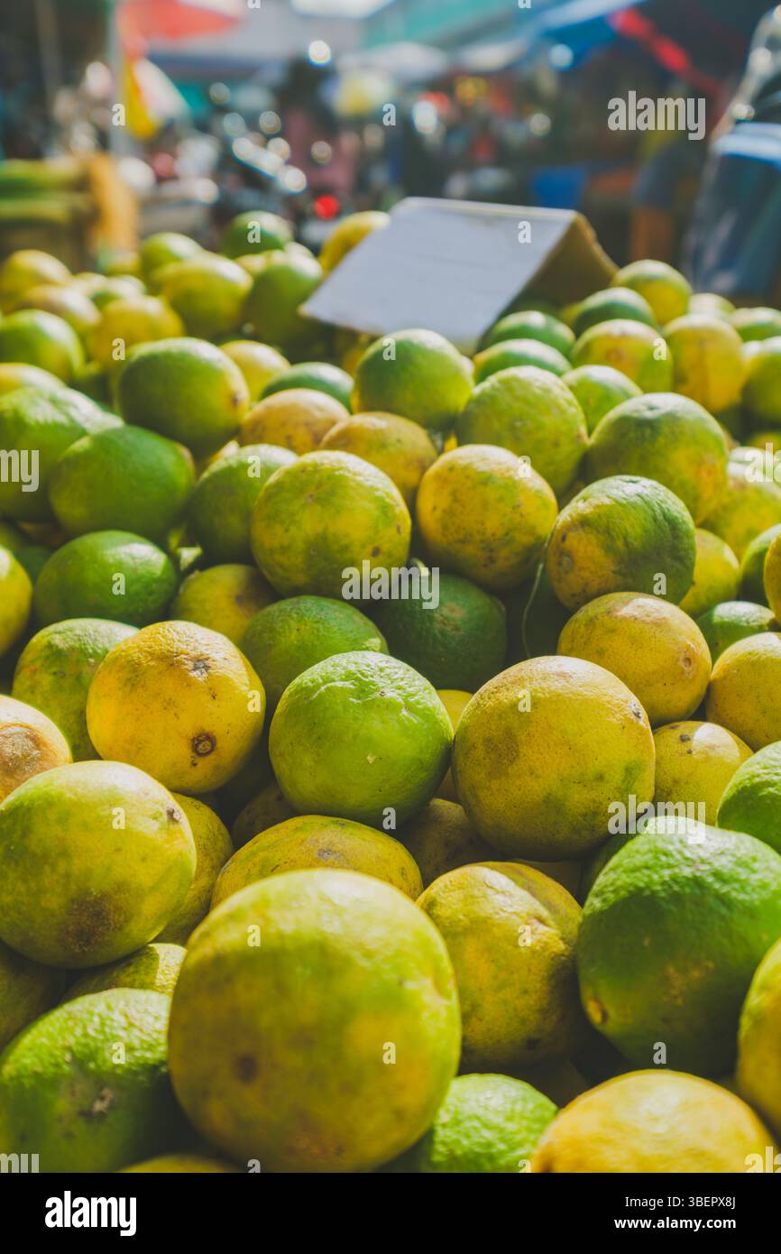 Balikpapan, Indonesia – April 19th 2025. A close-up view of fresh limes ...