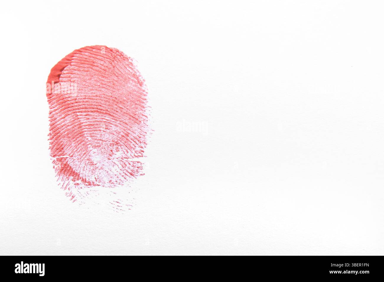 Red finger print on white background Stock Photo - Alamy