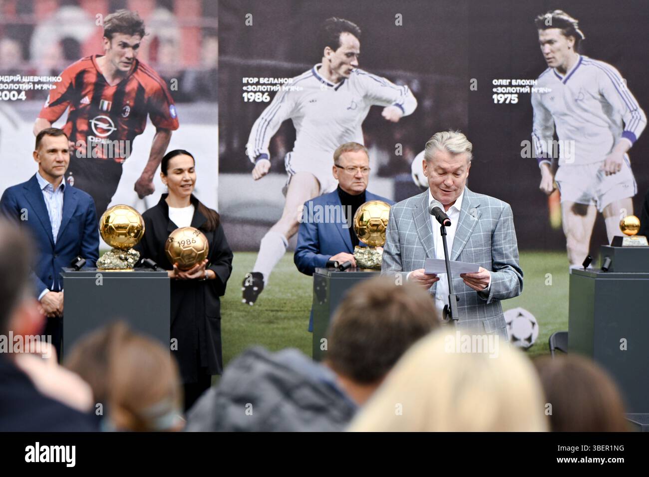 The 1975 Footballer of the Year Oleh Blokhin speaks during the ...
