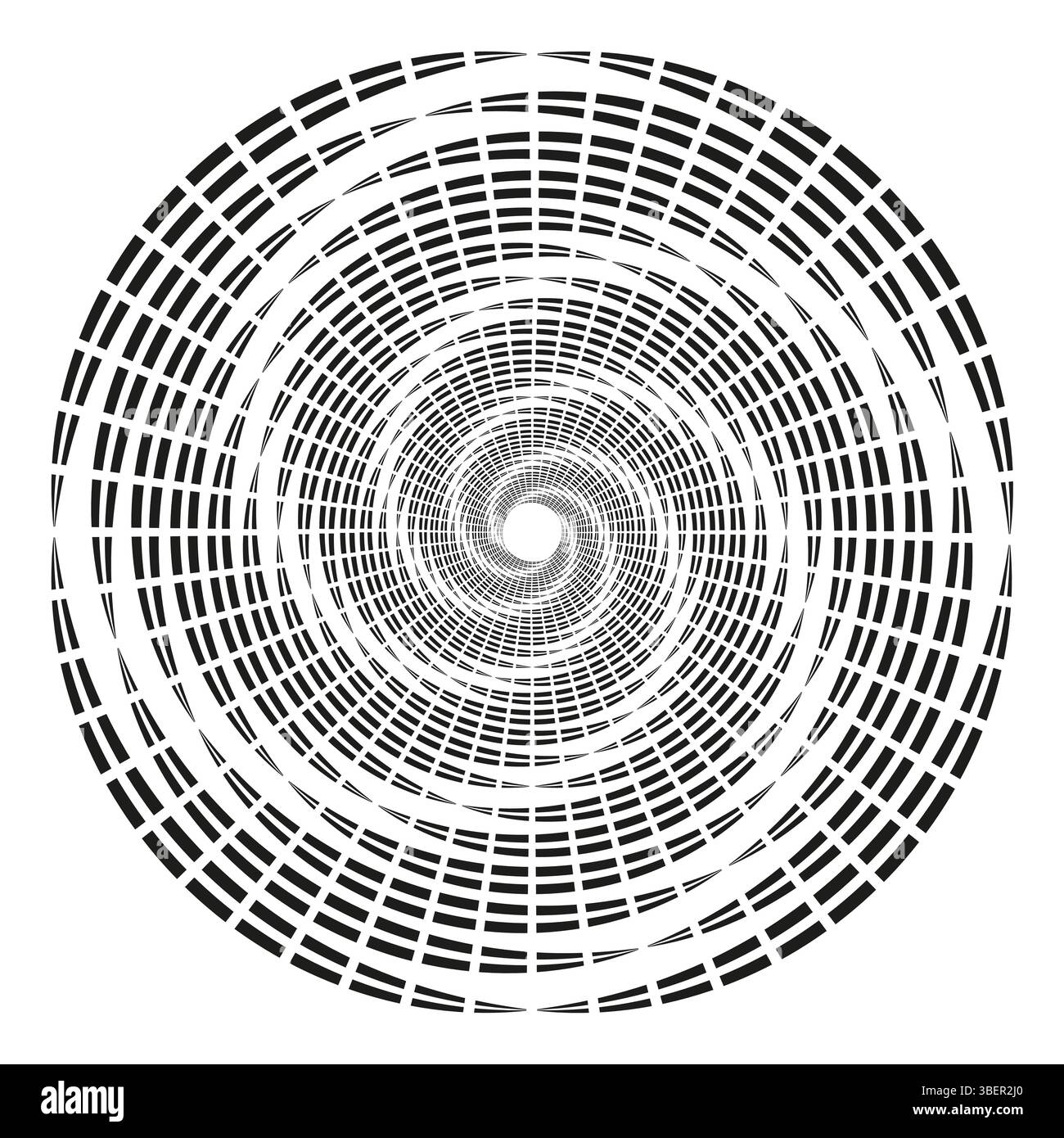 Spiral tunnel grid. Concentric curve illusion. Geometric round swirl ...
